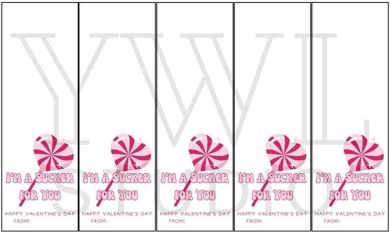 Printable Valentine Tag Printable Valentine's Day Lollipop Heart ...