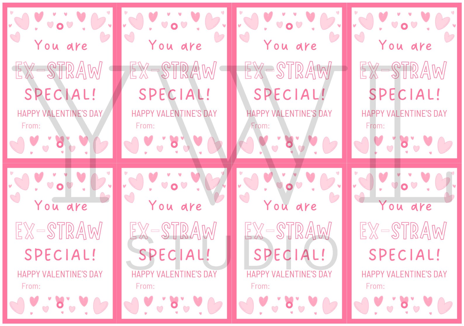 Printable Straw Tag Printable Ex-straw Special Tag Valentine Straw ...
