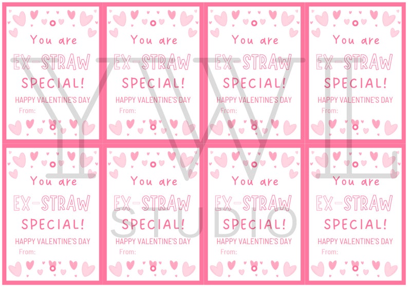 Printable Straw Tag Printable Ex-straw Special Tag Valentine Straw ...