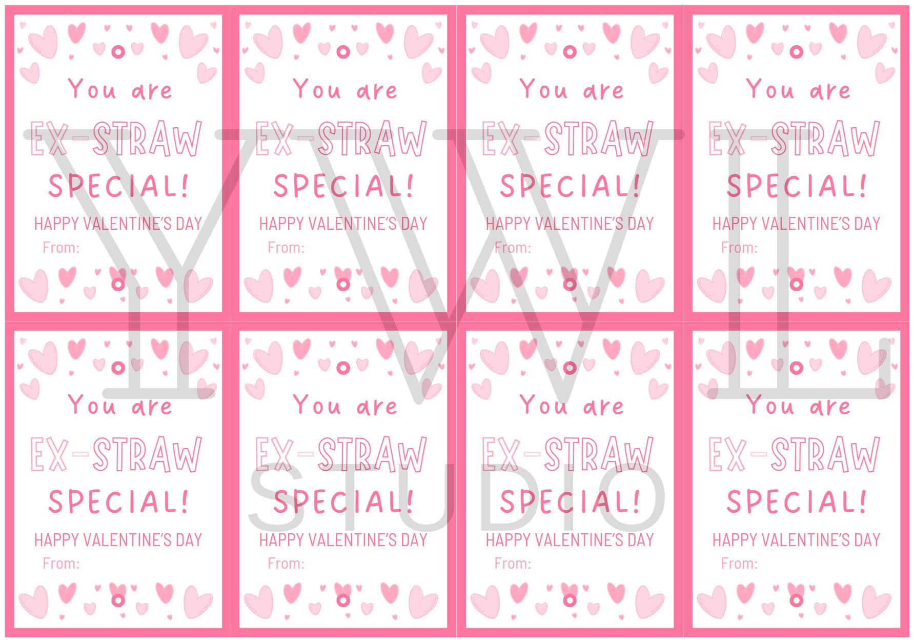 Printable Straw Tag Printable Ex-straw Special Tag Valentine Straw ...