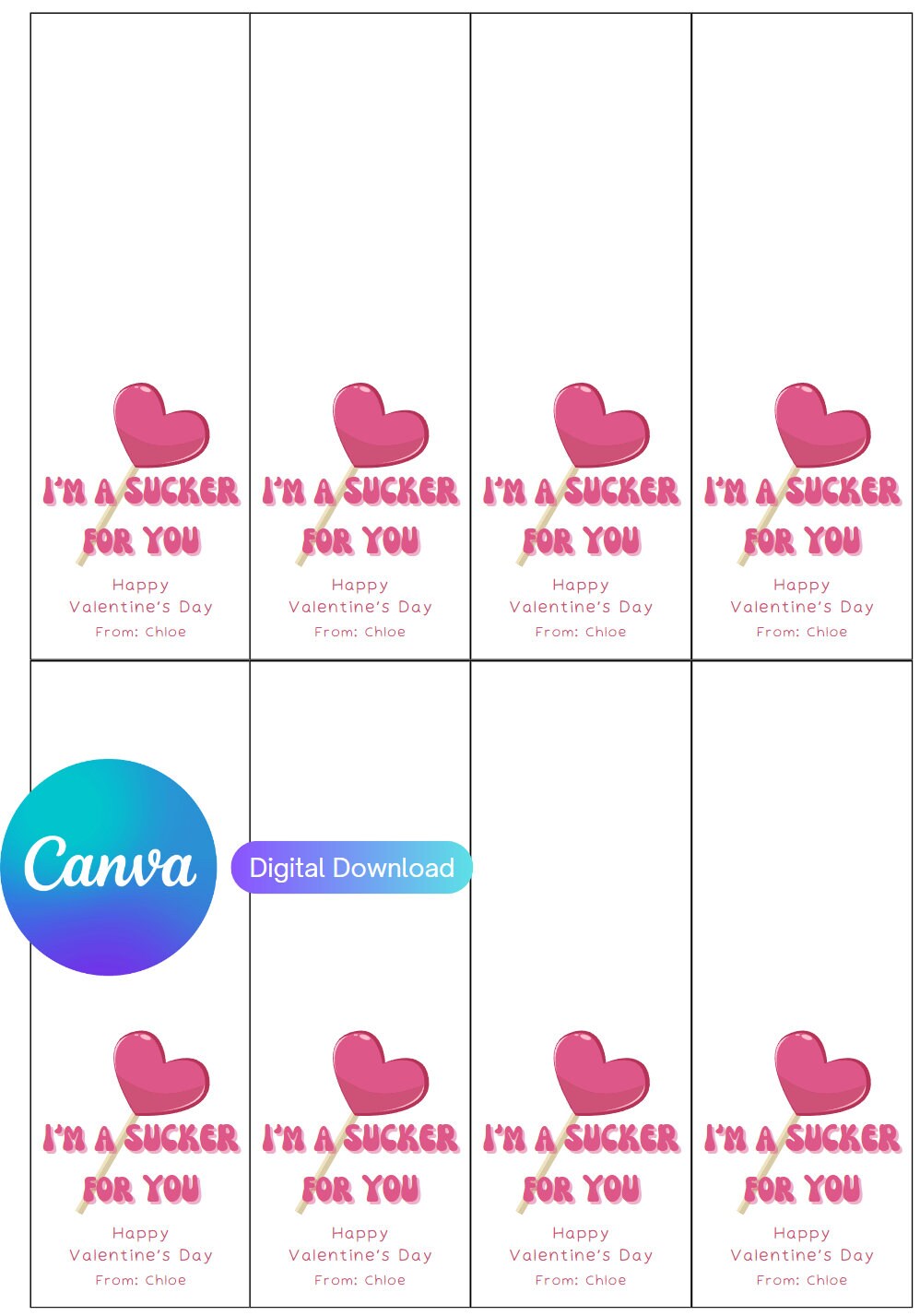 Editable Retro Valentine's Day Lollipop Holder Retro Valentine ...