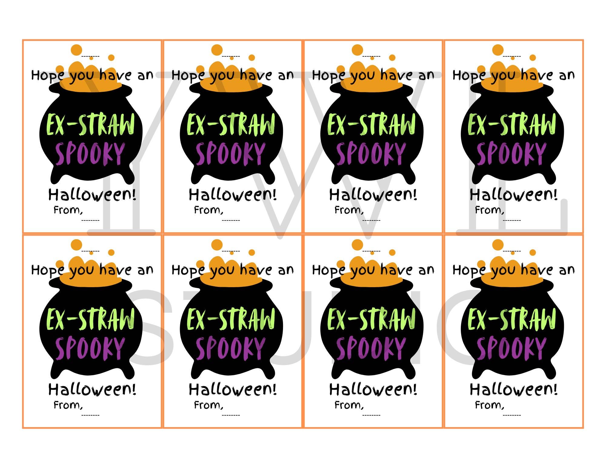 Halloween Straw Tag Printable Halloween Straw Holder Printable ...