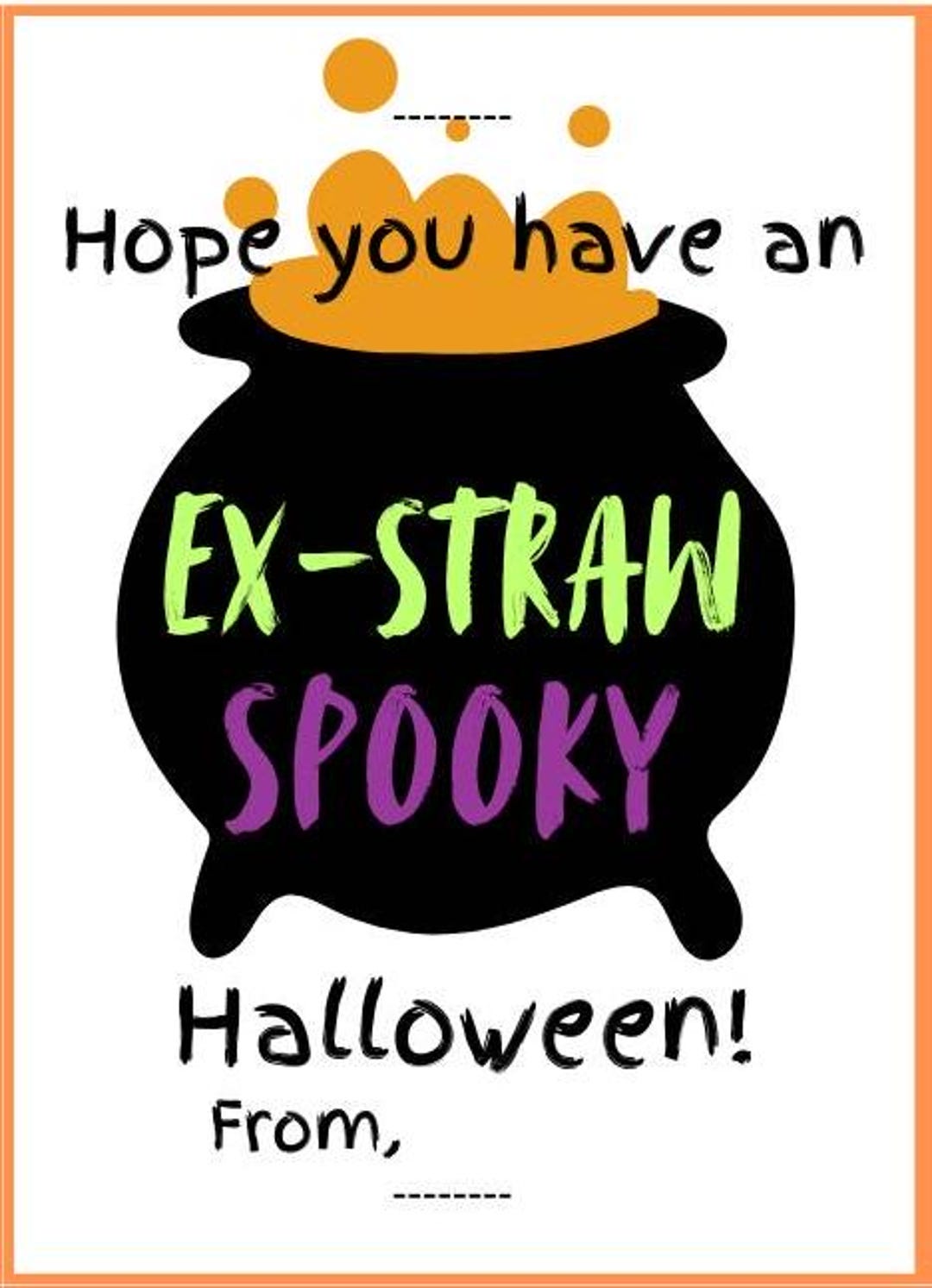 Printable Halloween Straw Tag Printable Halloween Straw Holder ...