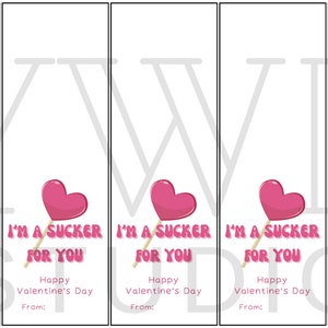 Printable Valentine Tag Printable Valentine's Day Heart Lollipop I'm a ...