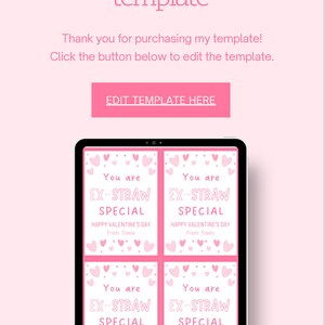 Printable Valentine's Day Straw Tag Editable Valentine Straw Holder Ex ...