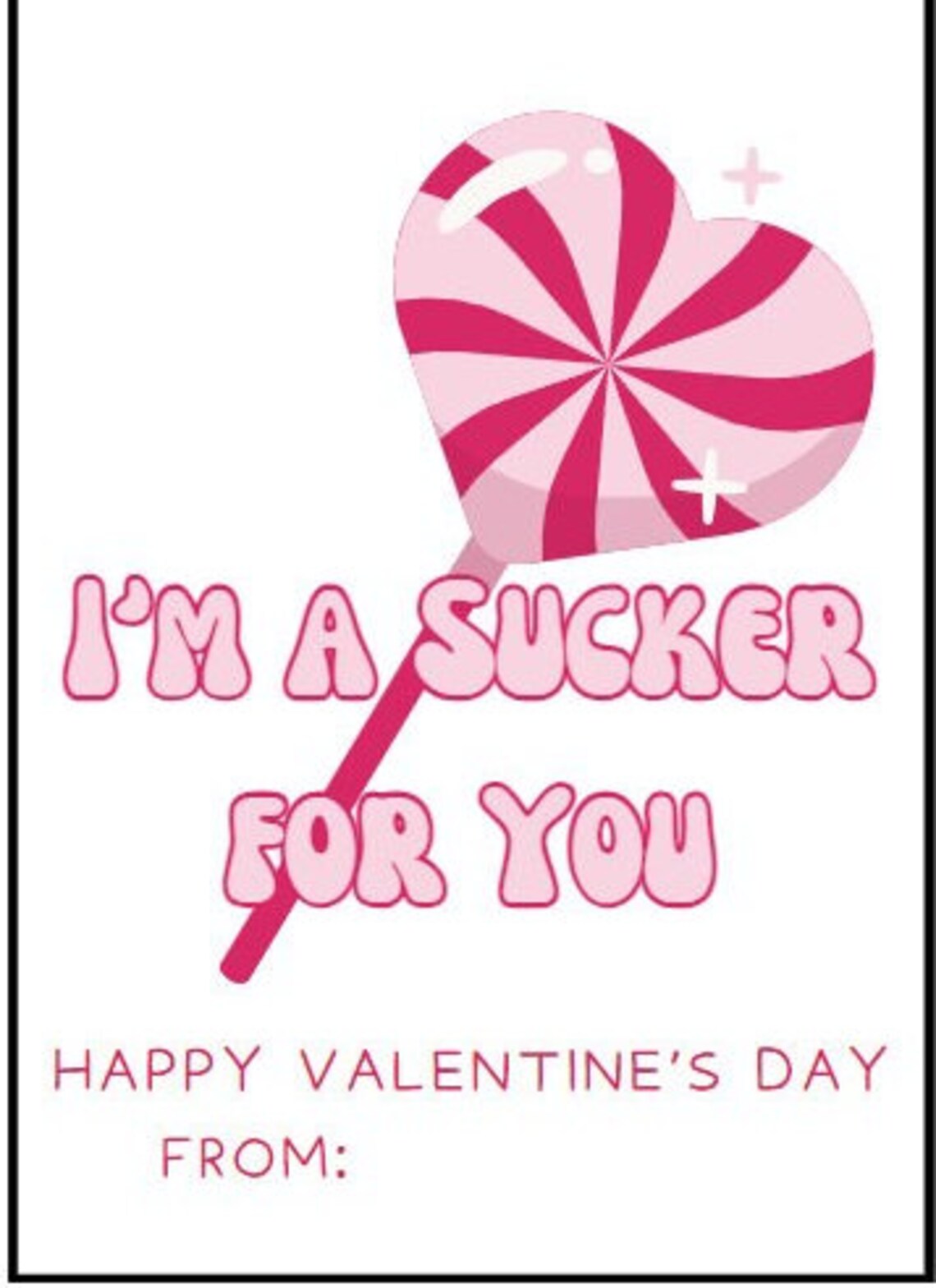 Printable Valentine Tag Printable Valentine's Day Lollipop Heart ...