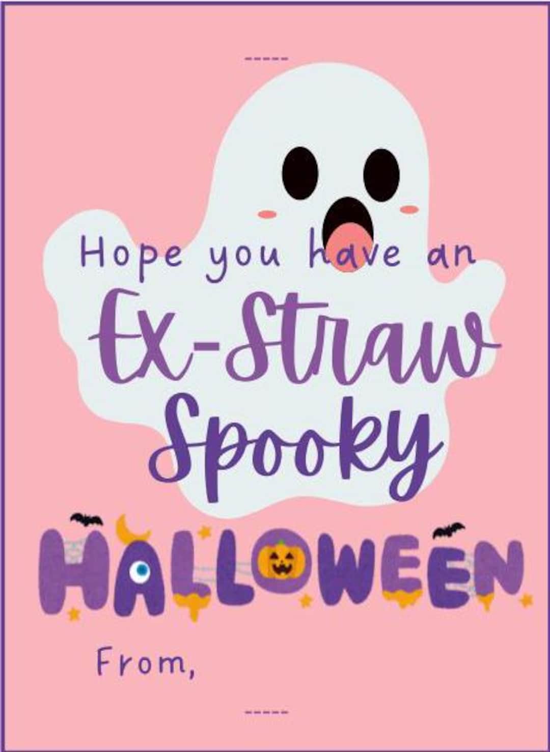 Printable Halloween Straw Tag Printable Halloween Straw Holder ...