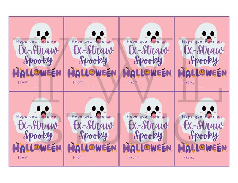 Printable Halloween Straw Tag Printable Halloween Straw Holder ...