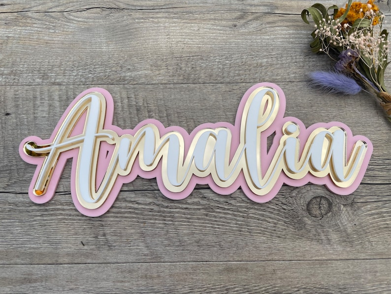 Triple Layered Name Sign Cream Candy Kids Room Wall Decor - Etsy
