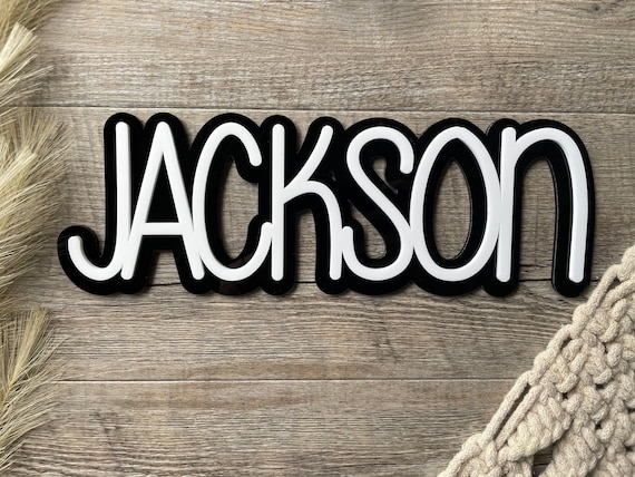 Layered Name Sign Please Write Me Font Kids Room Wall | Etsy