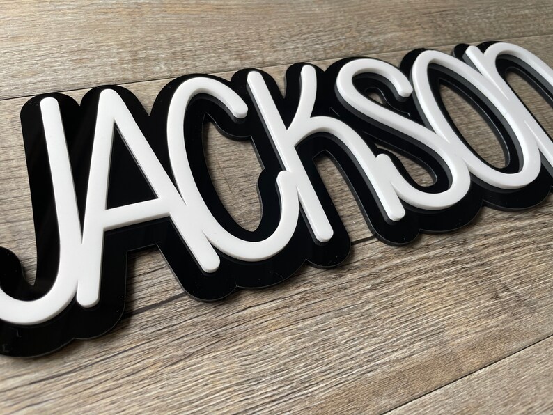 Layered Name Sign Please Write Me Font Kids Room Wall | Etsy