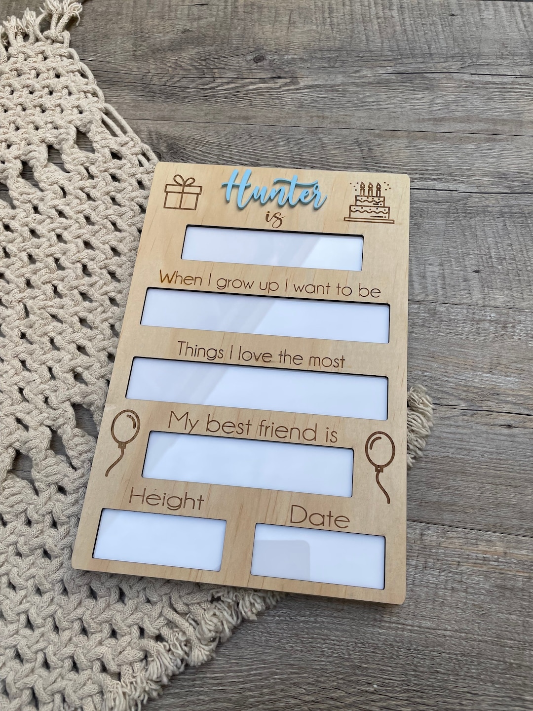 My Birthday Board | Layered Name | Birthday Memory Board - Etsy