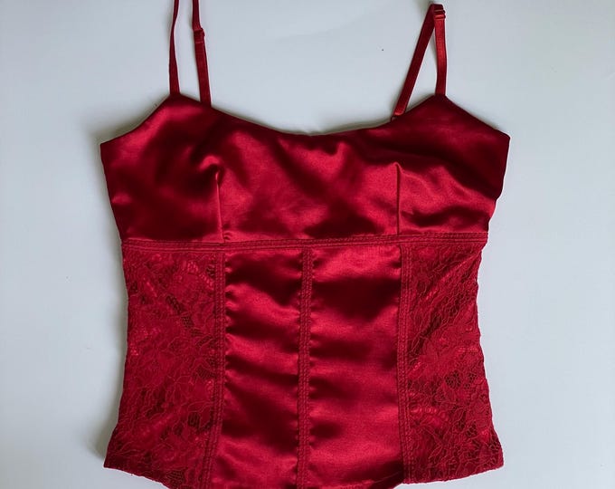 Y2K Le Chateau Red Satin Top - Etsy