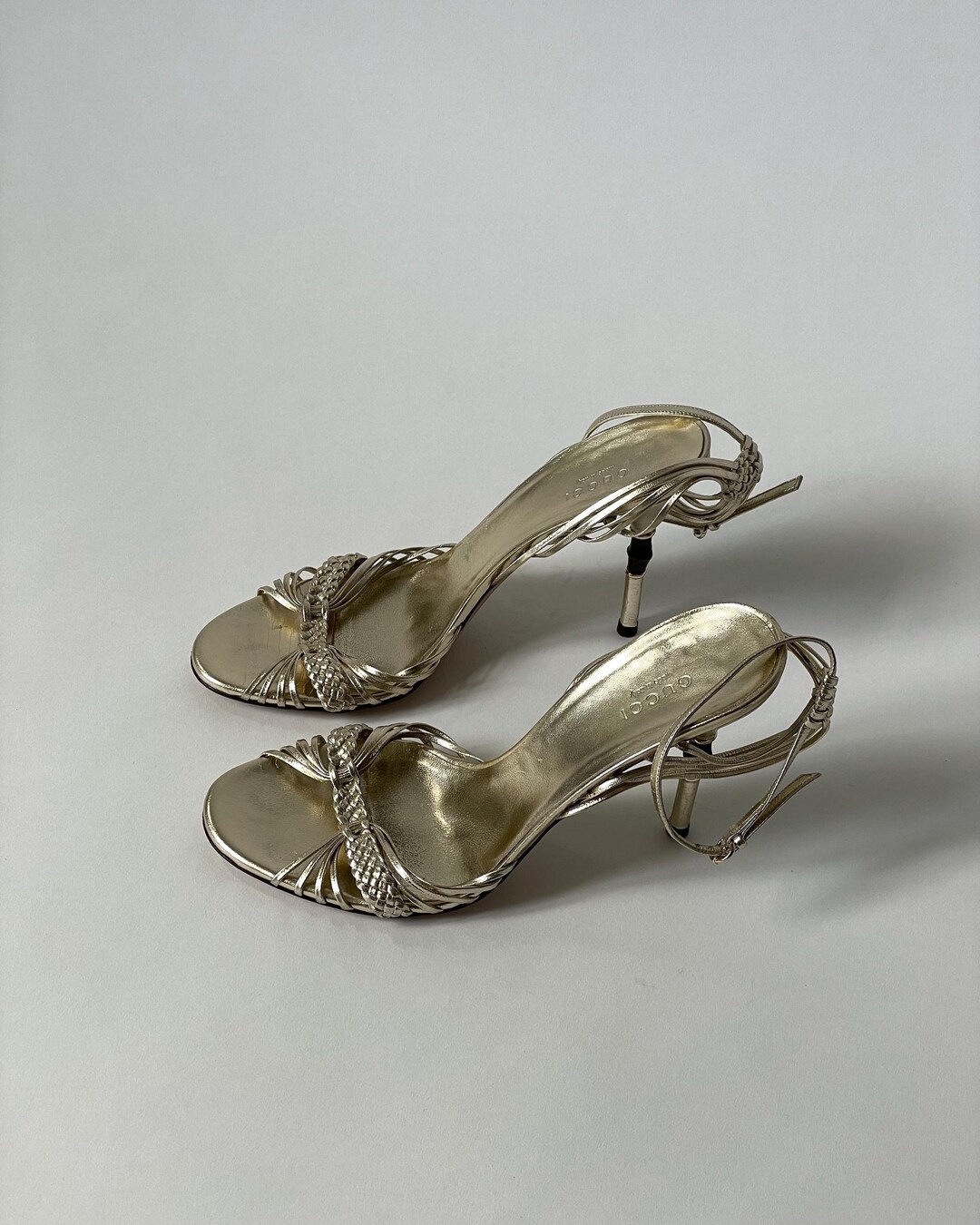 Gucci Gold Leather Sandals - Etsy