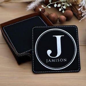 Custom Coasters With Holder, Personalized Square Coasters, Wedding Gift ...