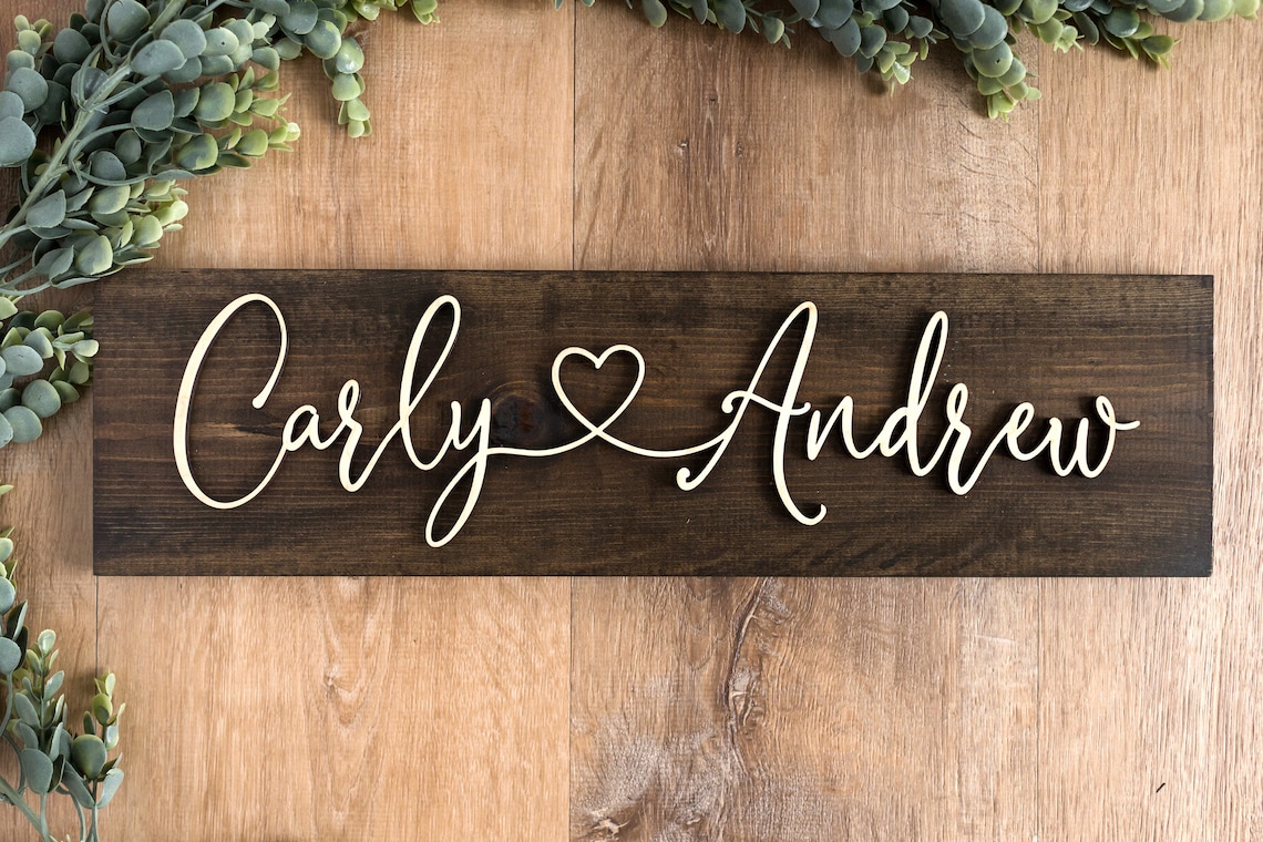 Connecting Heart Name Sign Gift for Couple Housewarming - Etsy
