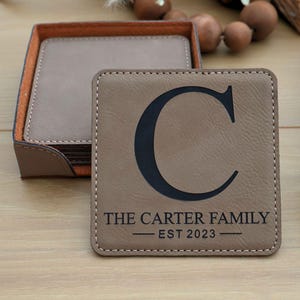 Custom Coasters With Holder, Personalized Square Coasters, Wedding Gift ...