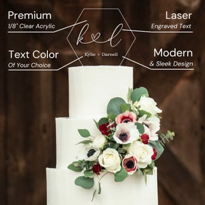 Personalized Acrylic Wedding Cake Topper With Initials & Name, Custom ...
