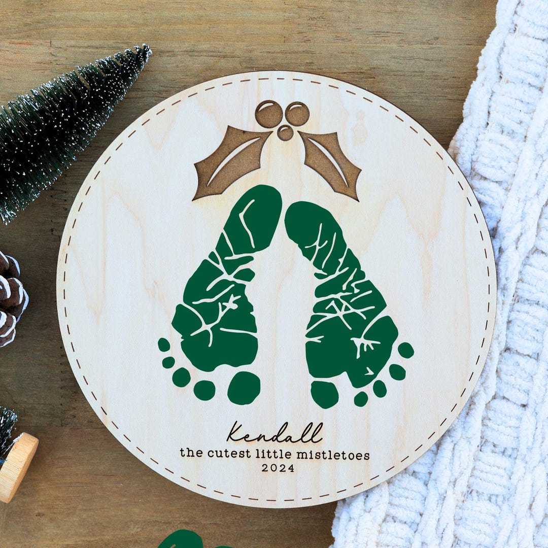 Mistletoes Baby Footprint, DIY Footprint Art, Baby's First Christmas ...