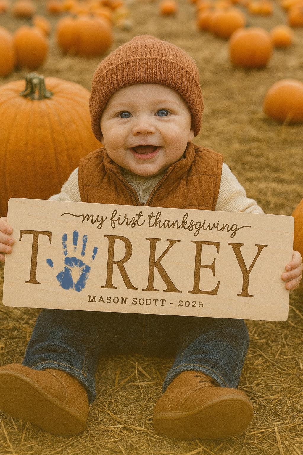 First Thanksgiving Keepsake, Thanksgiving Handprint, Baby's First ...