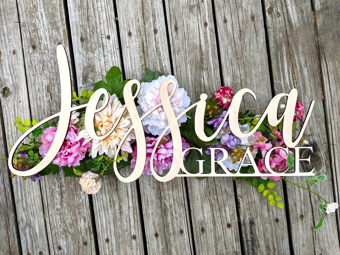 Wood Name Sign Laser Cut Name Sign Word Cut Out Name Sign | Etsy