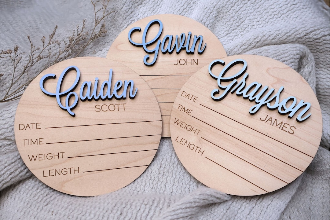 Newborn Baby Stats Sign, Wooden Birth Sign, Hospital Footprint Sign for ...