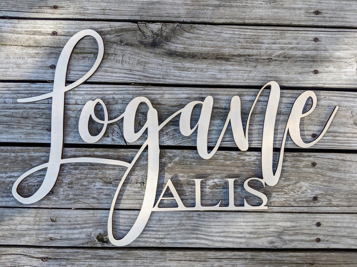 Wood Name Sign Laser Cut Name Sign Word Cut Out Name Sign | Etsy