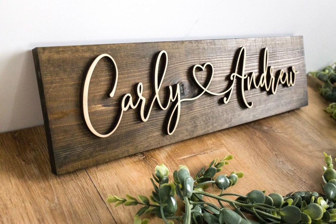 Connecting Heart Name Sign Gift for Couple Housewarming - Etsy