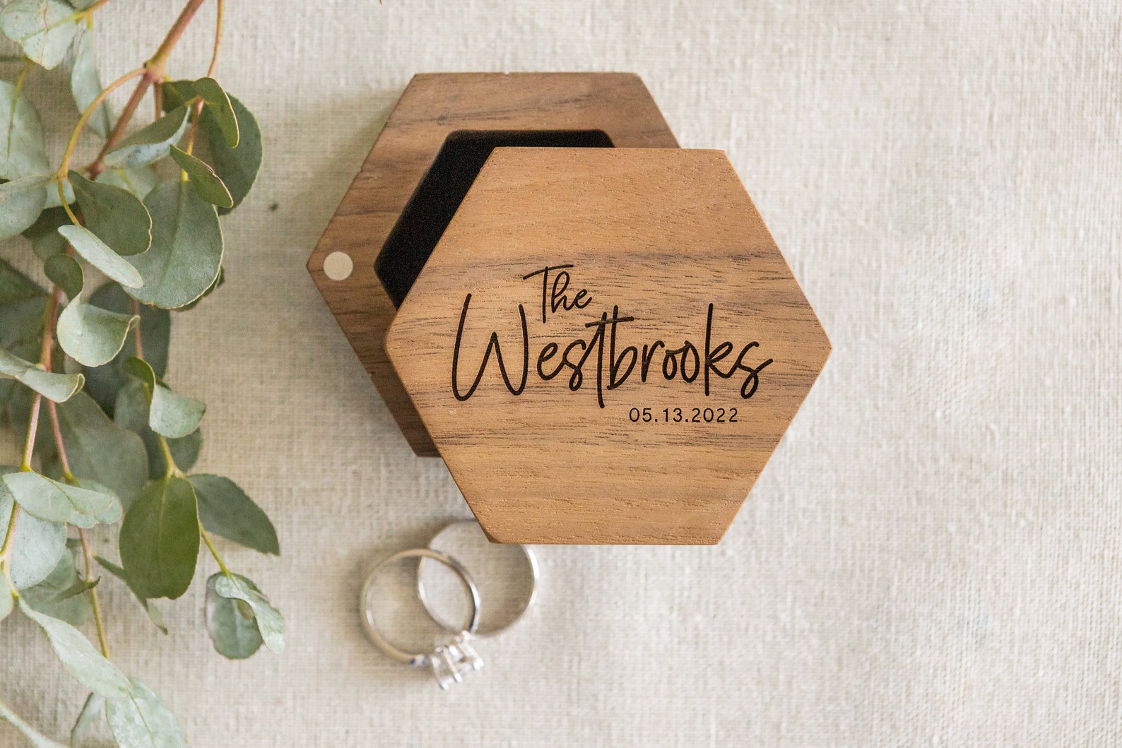 Hexagonal Wedding Ring Box Wood Ring Box Engagement Box - Etsy