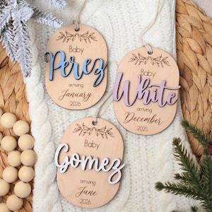 Oval Baby Arrival Ornament, Pregnancy Announcement Ornament, Birth ...