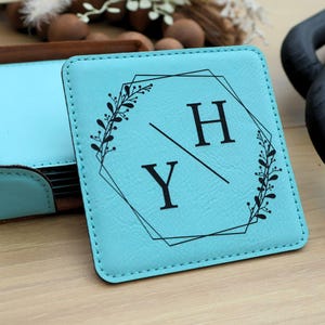 Custom Coasters With Holder, Personalized Square Coasters, Wedding Gift ...