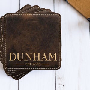 Custom Coasters With Holder, Personalized Square Coasters, Wedding Gift ...