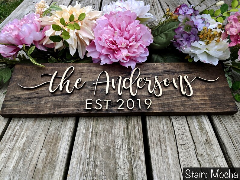 Last Name Sign Established Sign Personalized Wedding Gift | Etsy