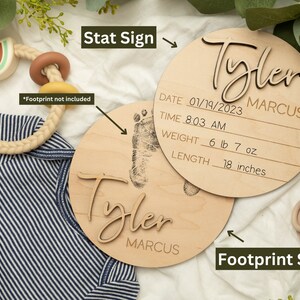 Round Baby Birth Stats & Footprint Sign Hospital Footprint - Etsy