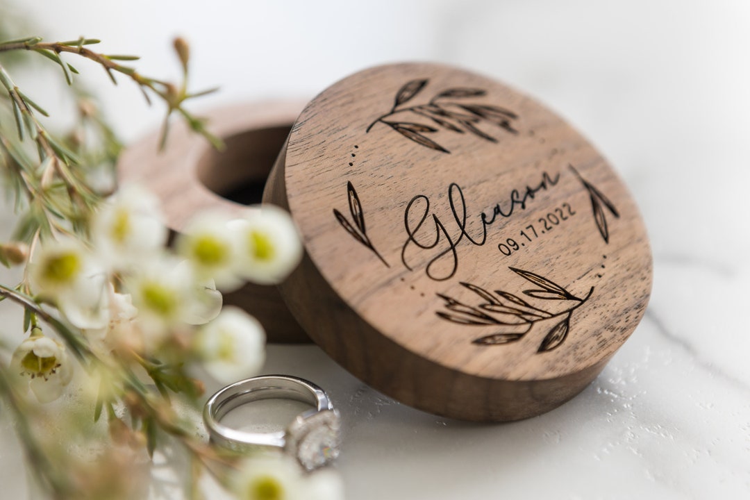 Engraved Wedding Ring Box, Wood Ring Box, Engagement Box, Ring Bearer ...