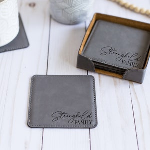 Custom Coasters With Holder, Personalized Square Coasters, Wedding Gift ...