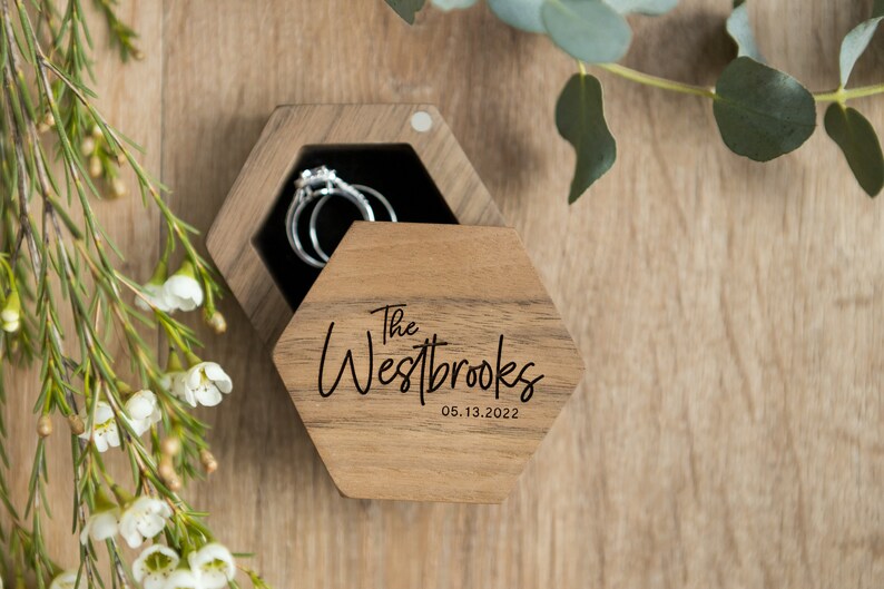 Hexagonal Wedding Ring Box Wood Ring Box Engagement Box - Etsy