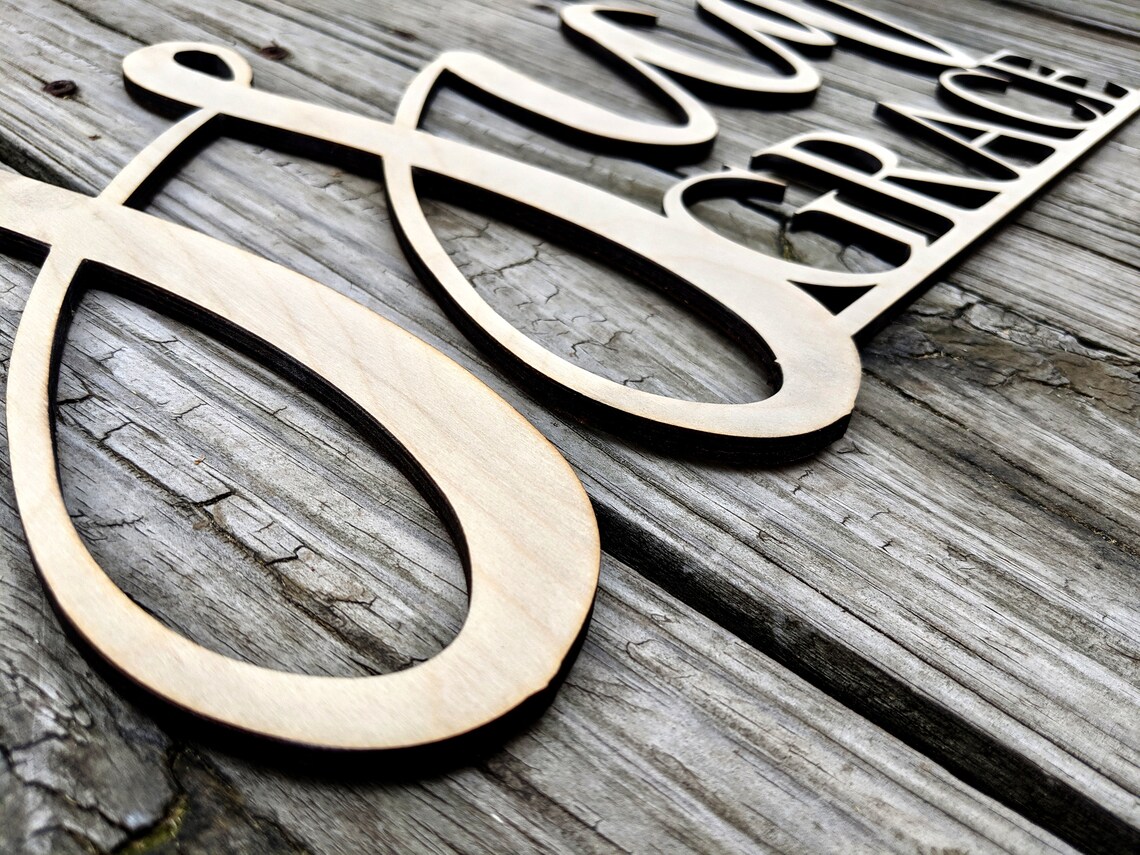 Wood Name Sign Laser Cut Name Sign Word Cut Out Name Sign | Etsy