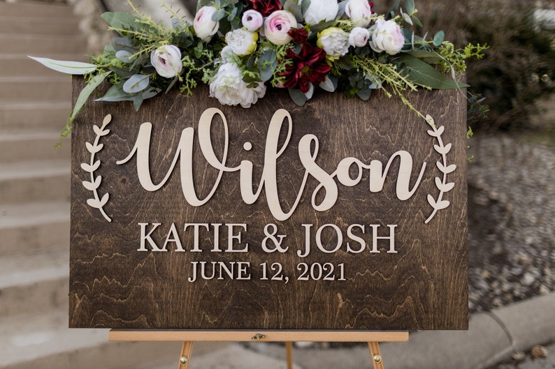 3D Wooden Welcome Wedding Sign Last Name Wedding Sign | Etsy