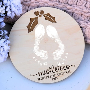 Mistletoes Baby Footprint, DIY Footprint Art, Baby's First Christmas ...