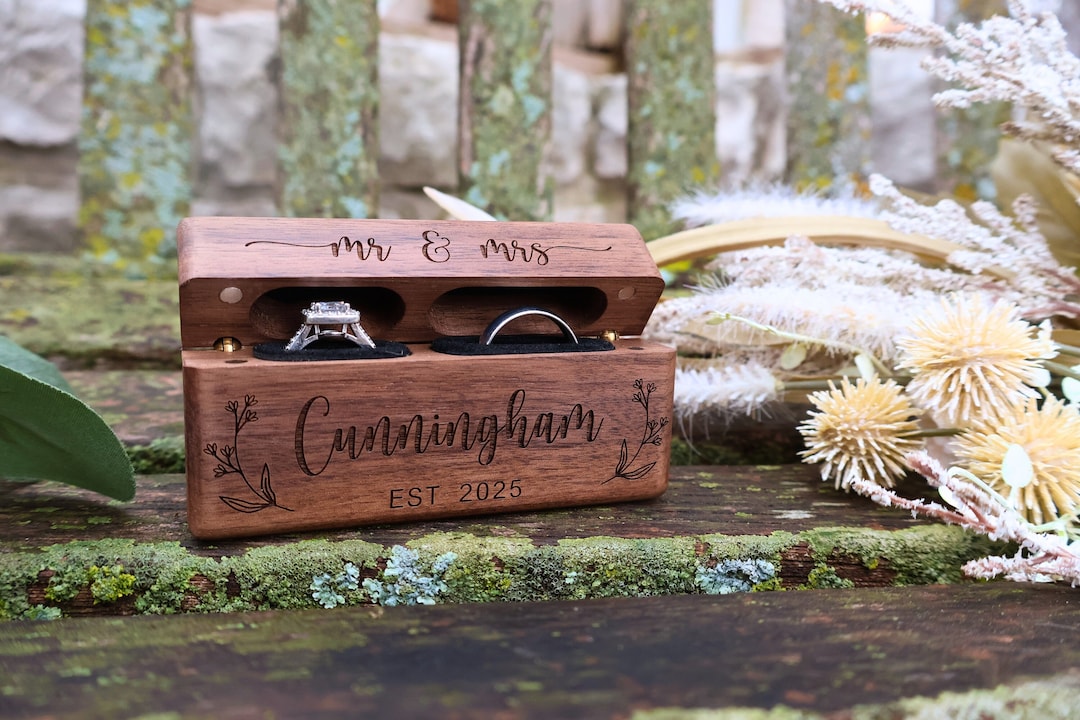 Proposal Ring Box Holder, Custom Wooden Wedding Ceremony Ring Box ...