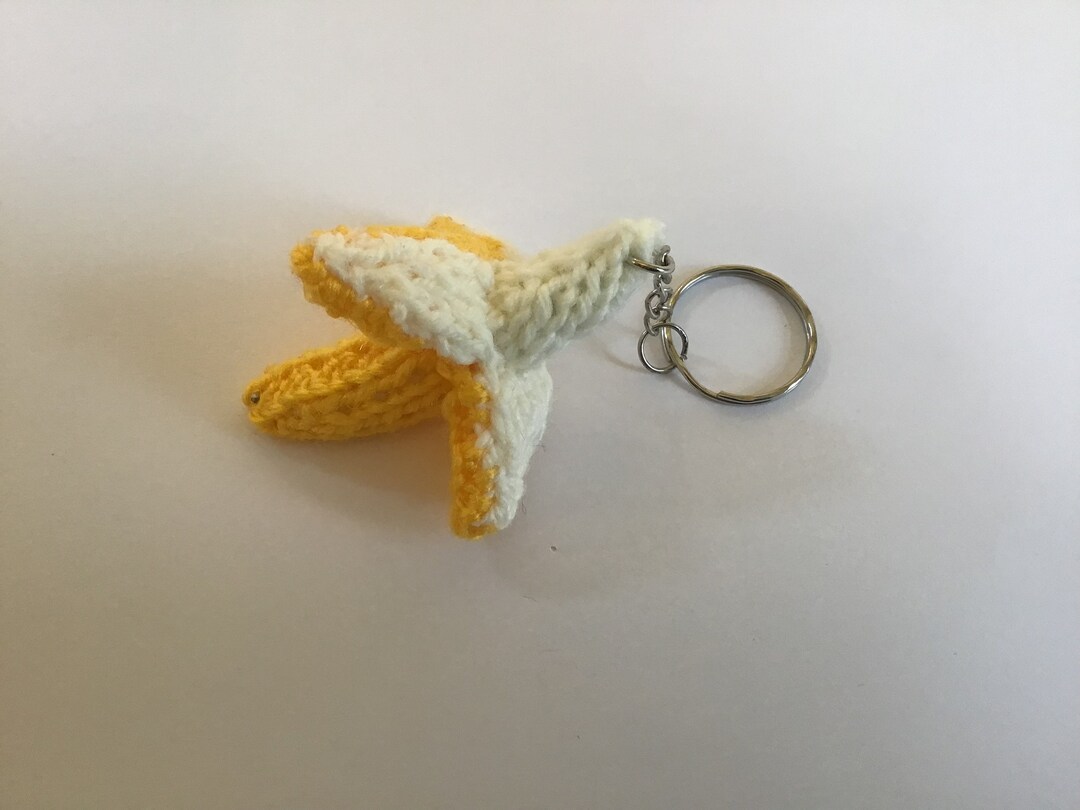 Hand Knitted Banana Keyring - Etsy