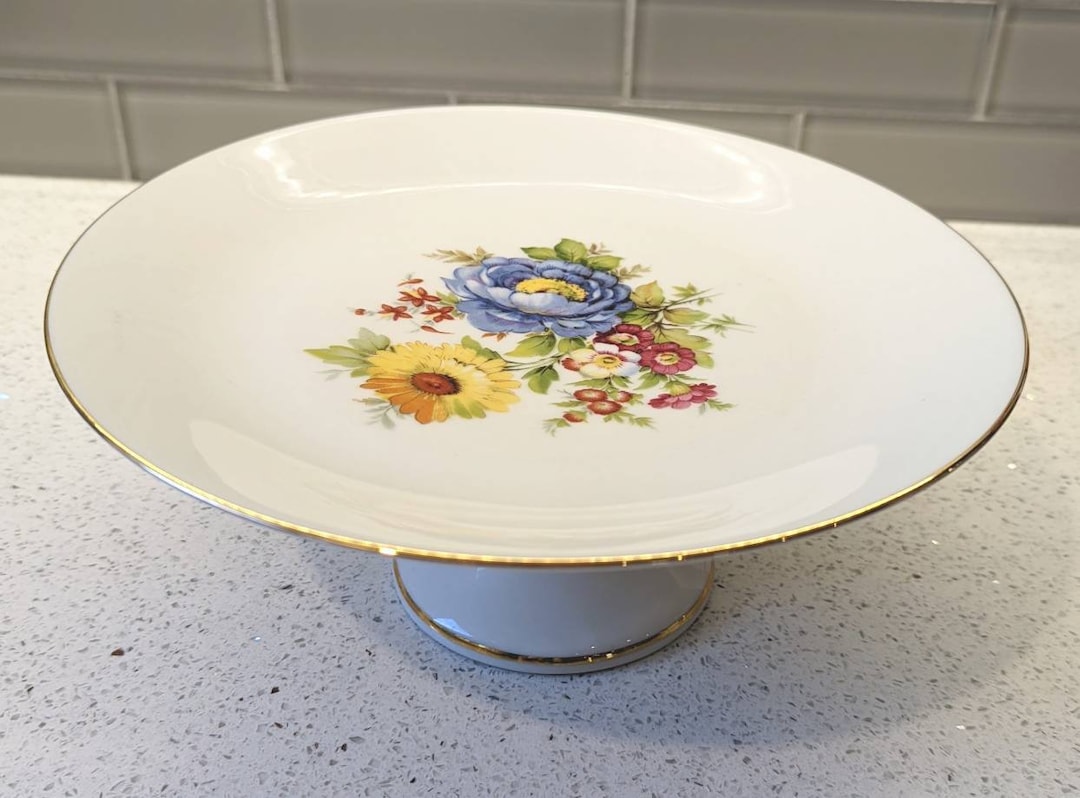 Vintage JKW Bavaria Western Germany Cake Stand / Vintage Bavaria Floral ...