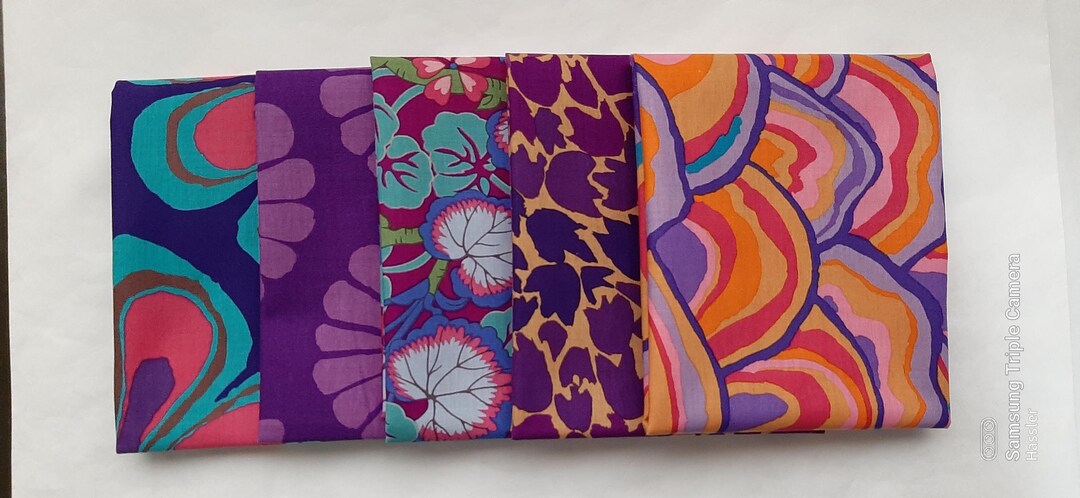5 Purple Kaffe Fassett FQ Bundle - 5 Purple Fat Quarters Bundle FQ 18 X 22 Cotton Quilt Fabric ...