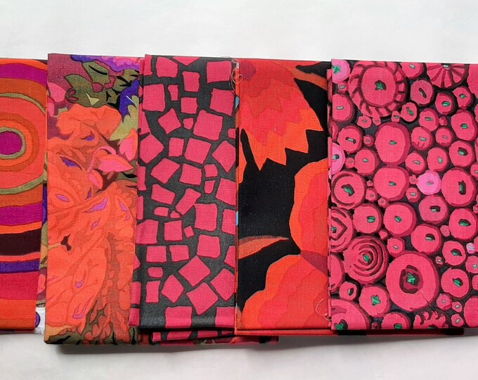 5 Red Kaffe Fassett FQ Bundle - 5 Red Fat Quarters Bundle FQ 18 X 22 Cotton Quilt Fabric Version ...
