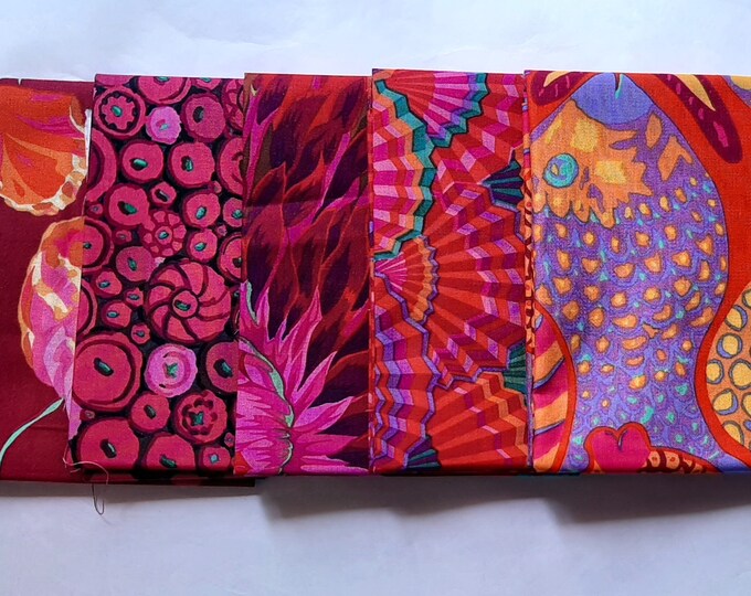 5 Red Kaffe Fassett FQ Bundle - 5 Red Fat Quarters Bundle FQ 18 X 22 Cotton Quilt Fabric Version ...