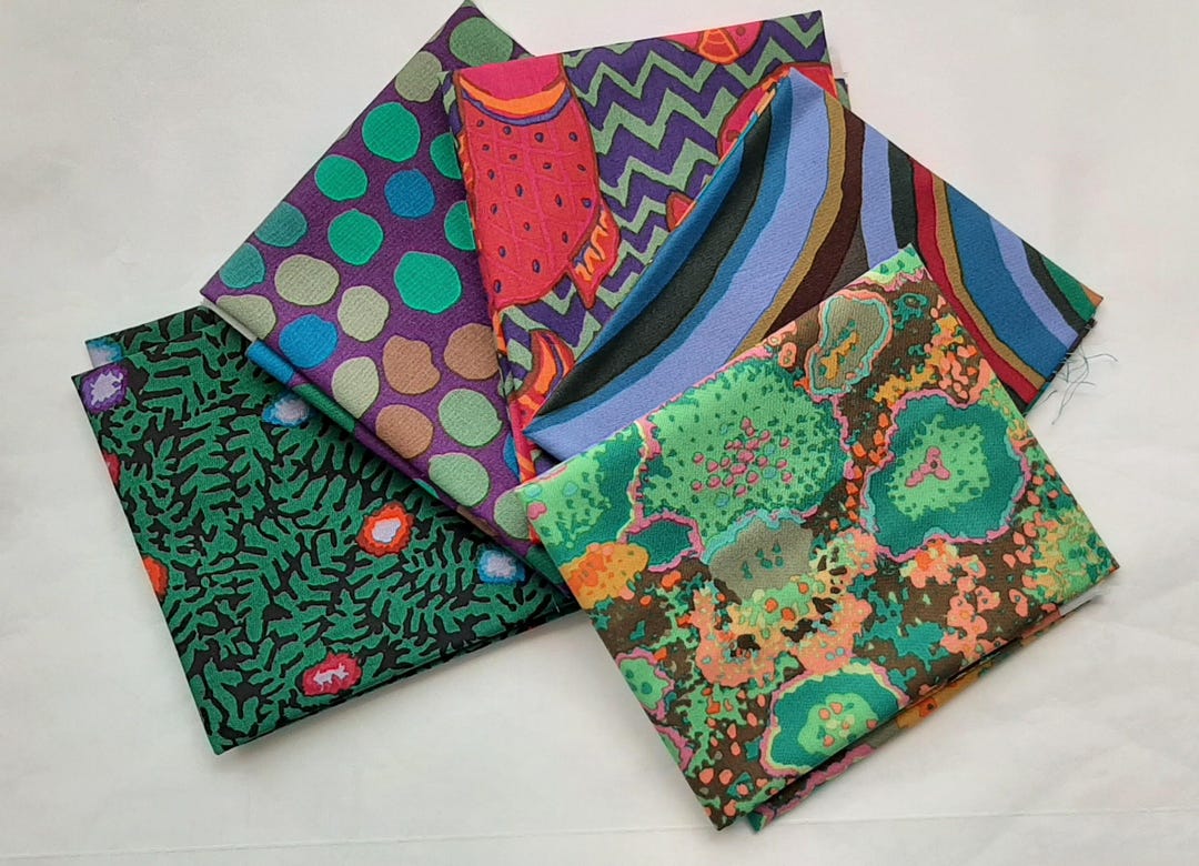 5 Green Kaffe Fassett FQ Bundle 5 Green Fat Quarters Bundle FQ 18 X 22 Cotton Quilt Fabric ...