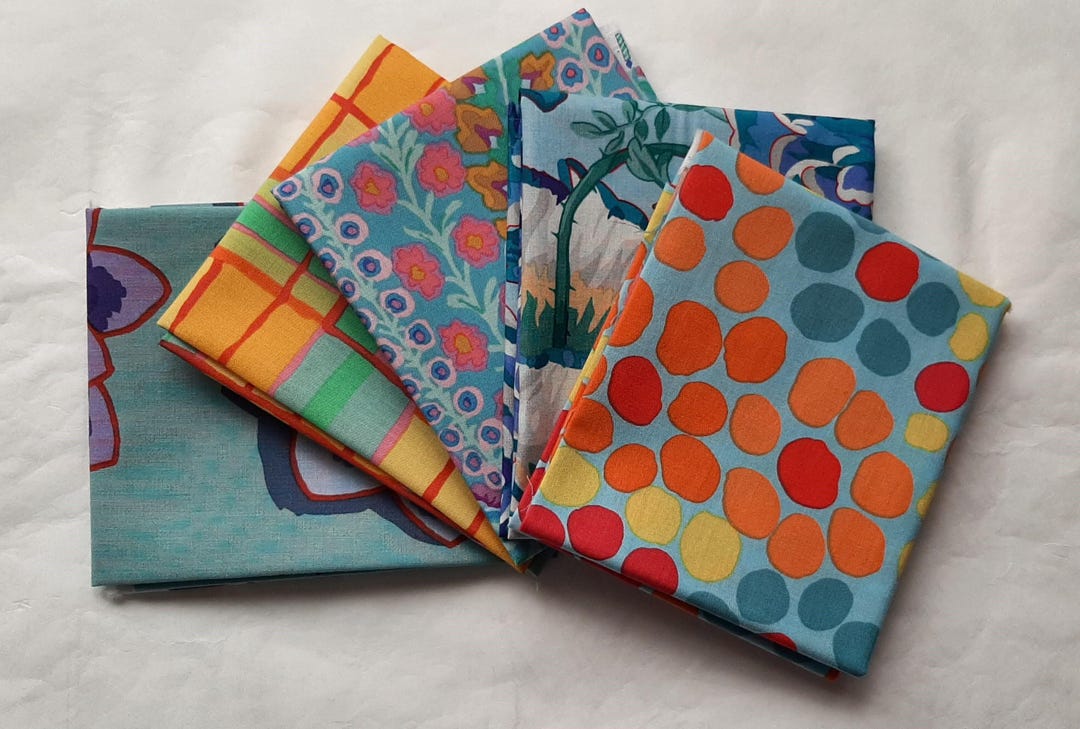 5 Blue Kaffe Fassett FQ Bundle - 5 Blue Fat Quarters Bundle FQ 18 X 22 ...