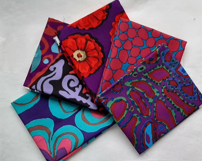 5 Purple Kaffe Fassett FQ Bundle - 5 Purple Fat Quarters Bundle FQ 18 X 22 Cotton Quilt Fabric ...