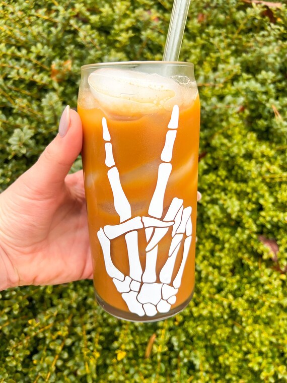 Skull Peace Sign Cup Iced Coffee Cup Coffee Cup | Etsy